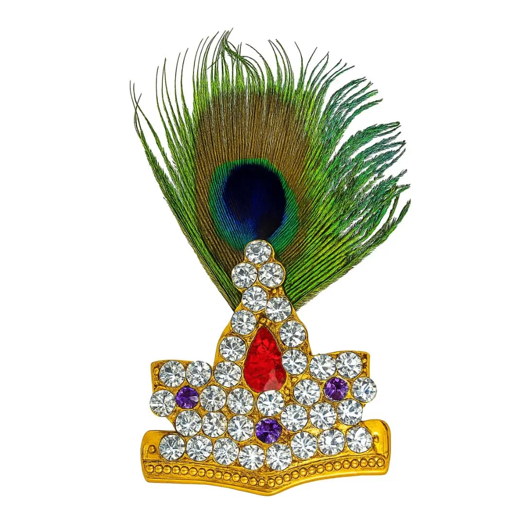 Laddu Gopal Peacock Feather Stone Studded Mukut - Gopal Chura ...